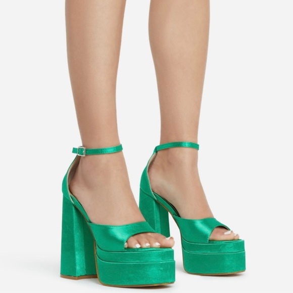 EGO | Shoes | Satin Green Platform Heels | Poshmark